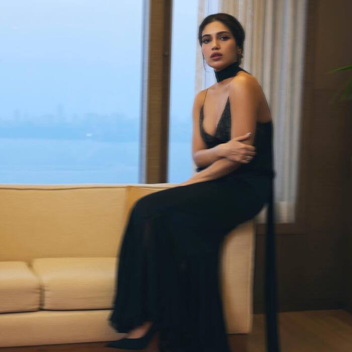 Bhumi Pednekar Gets Ready For a 'Blurry Night' in Sexy Black Slip Dress With Plunging Neckline ...