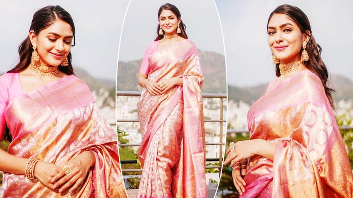 Mrunal Thakur is Timeless Beauty in Pink traditional Silk Saree And ...