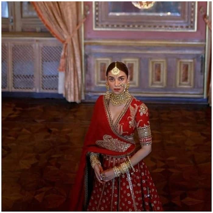 Aditi Rao Hydari Turns Bride For Sabyasachi in a Super-Gorgeous Red Bridal Lehenga And ...