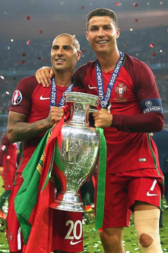 Portugal’s Adrien Silva posing with his wife Margarida Neuparth as they ...