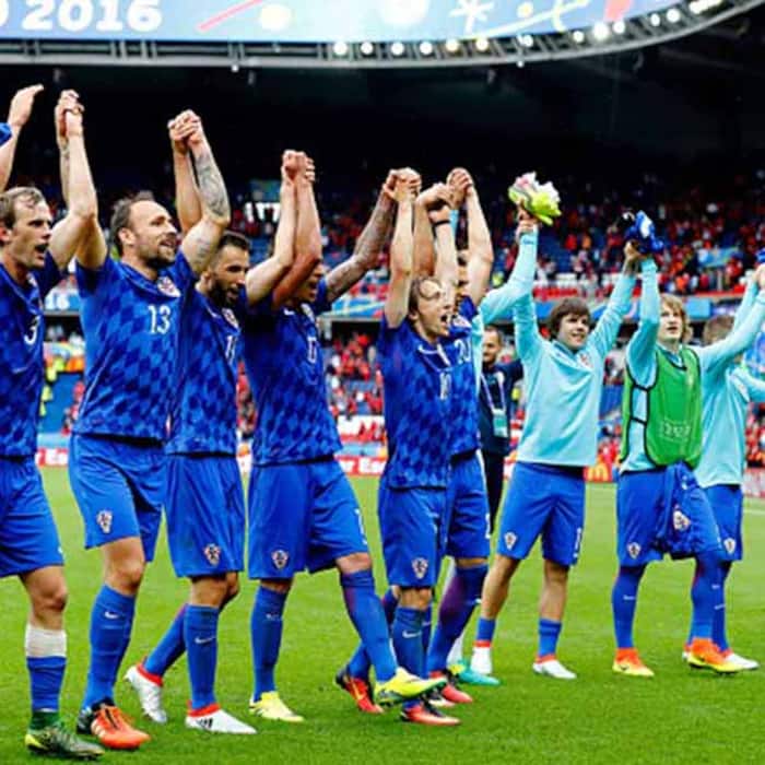Croatia celebrates their 1 0 win against Turkey in UEFA EURO 2016 Group ...