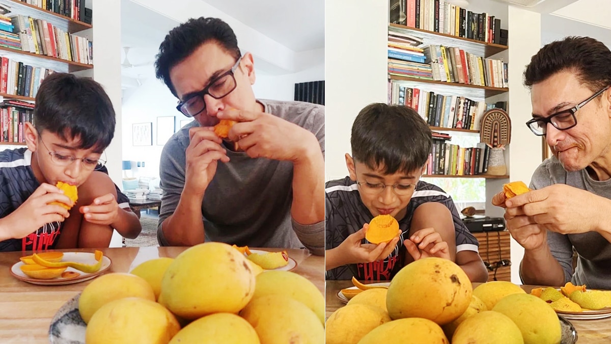 Aamir Khan Eats Mangoes in Full Desi Style With Son Azad Rao - See ...
