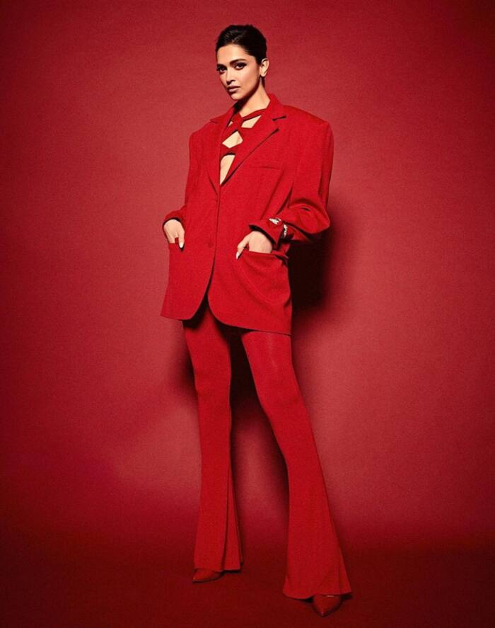 Deepika Padukone is a Total Smokeshow in Sexy Red Oversized Blazer And ...