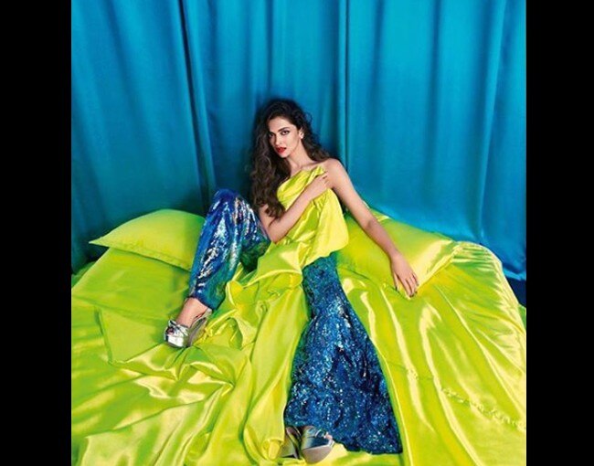 Deepika Padukone lying in bed for Vogue shoot
