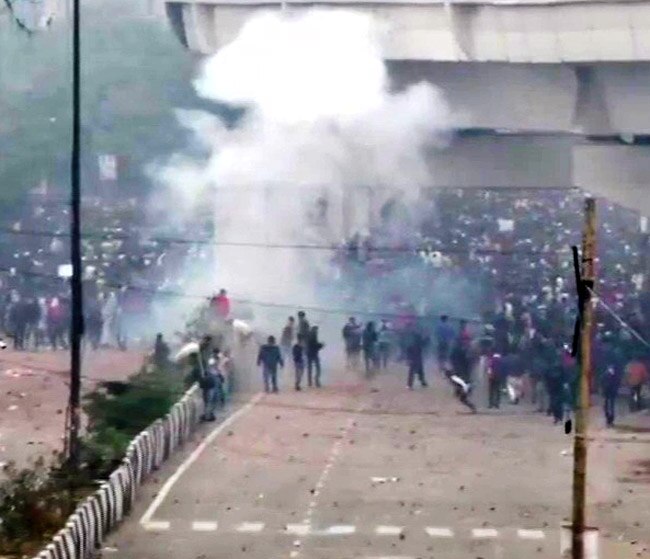 Demonstrators Turn Violent, Throw Stones at Police Personnel