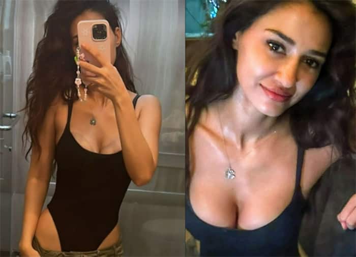 Disha Patani Flaunts Her Sexy Neckline in Black Bodysuit That She Wore With Cargo Pants, See ...
