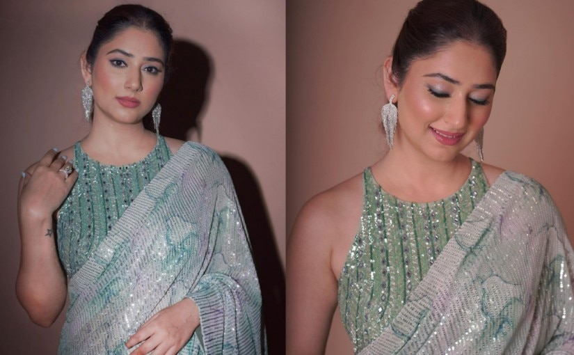 Disha Parmar Looks Graceful Beyond Words in Green Sequinned Saree With ...