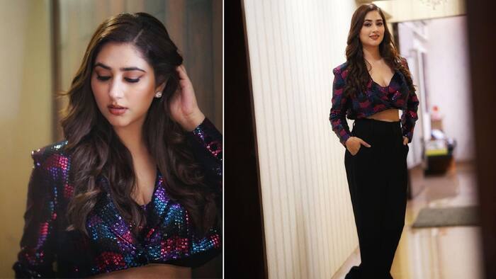 Disha Parmar's Sequined Crop Top, Pants is All About Glitz And Glamour- See PHOTOS