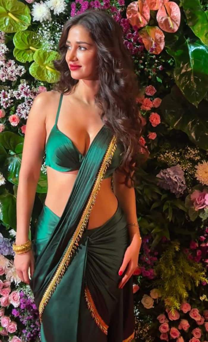 Disha Patani is Too Hot to Handle in Festive Green-Golden Saree - See Viral Pics