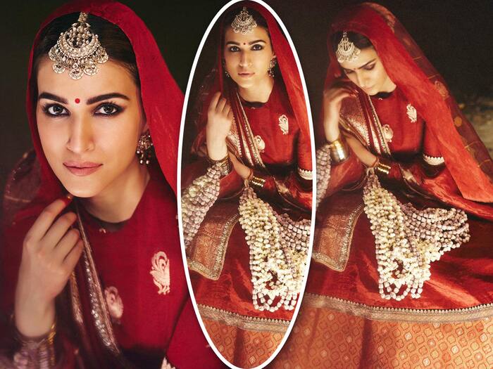 Kriti Sanon is Our B'Town Rani Sa in Traditional Red Banarasi Lehenga ...
