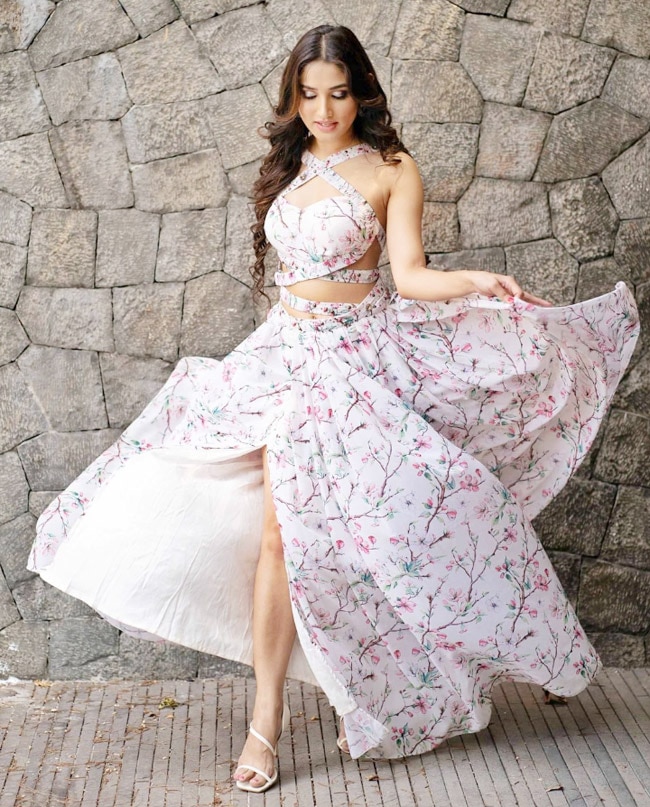 Donal Bisht’s White Floral Maxi Dress Featured Unexpected Cut Out Detailing