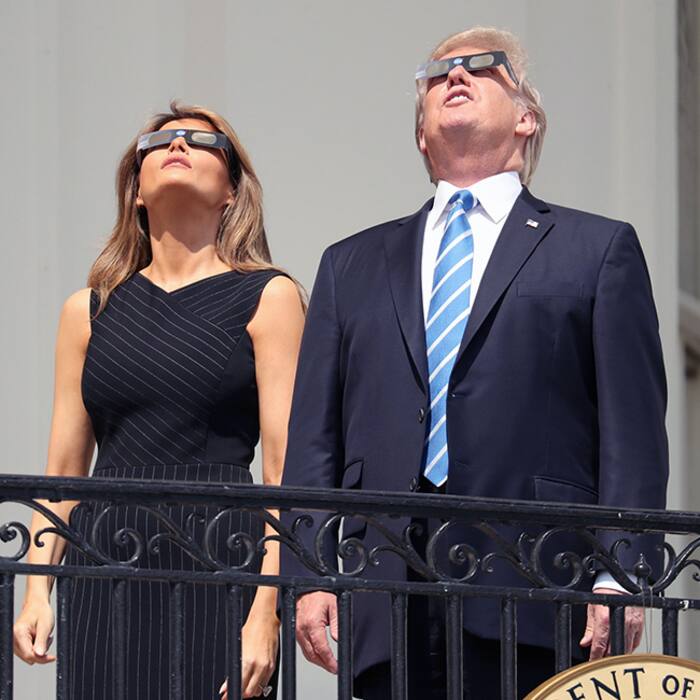 PHOTOS: US President Donald Trump DARES to watch the total solar ...