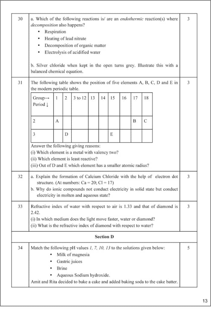 Download CBSE Board Class 10 Exam 2021 Science Sample Paper Download CBSE Board Class 10 Exam 2021 Science Sample Paper