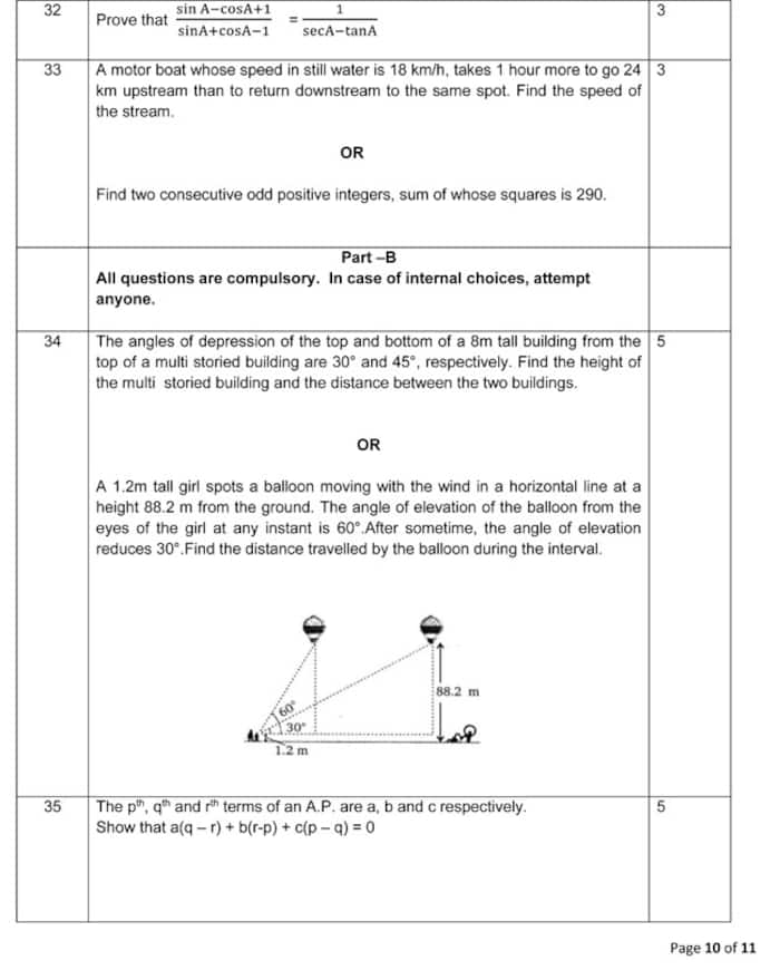 Download CBSE Class 10 Maths Sample Paper 2021