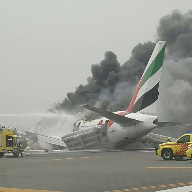 Emirates flight at Dubai airport that crash landed