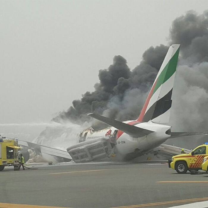 PHOTOS: Emirates airline plane makes 'crash landing' at Dubai ...