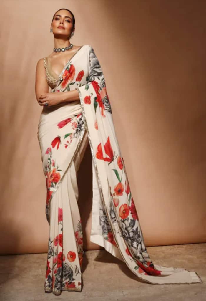 Esha Gupta is The Definition of Resplendent in a White Floral Saree ...
