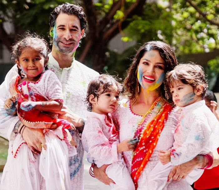 In PHOTOS: Sunny Leone And Family Celebrate Holi in Filmy Style