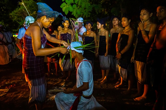 Traditional attire of Rabha tribal girls