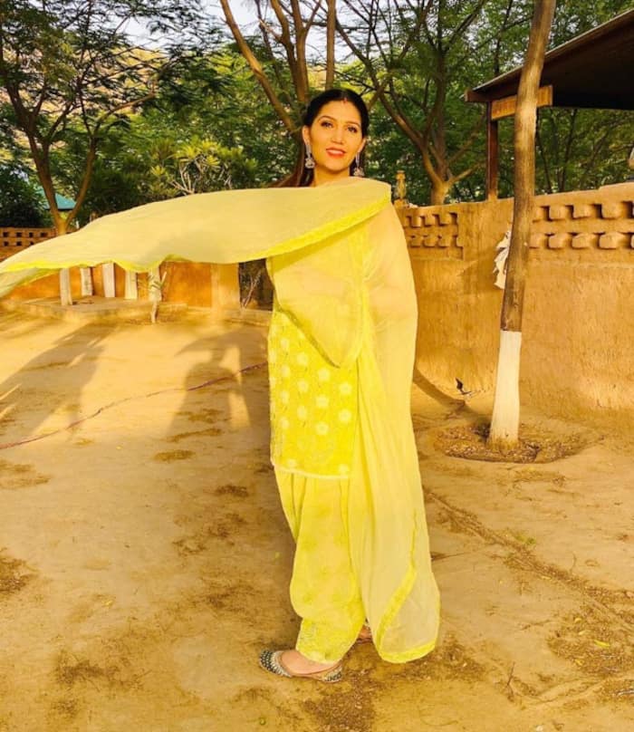Sapna Choudhary poses with husband Veer