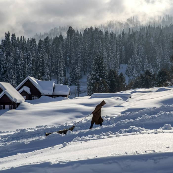White Blanket Covers Jammu And Kashmir's Gulmarg After Heavy Snowfall