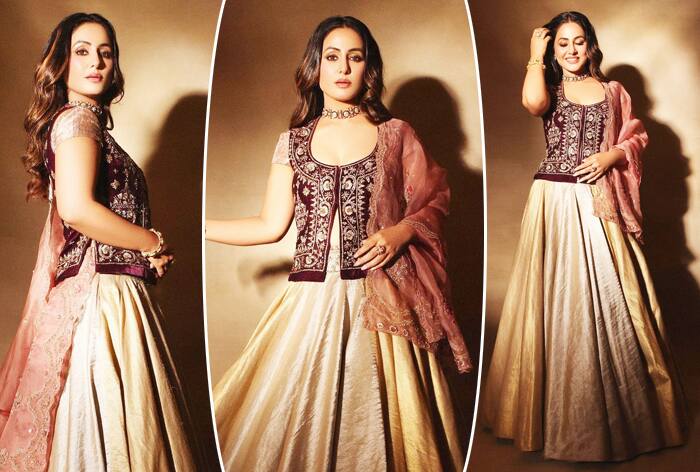 Hina Khan exudes princess vibes in a maroon lehenga