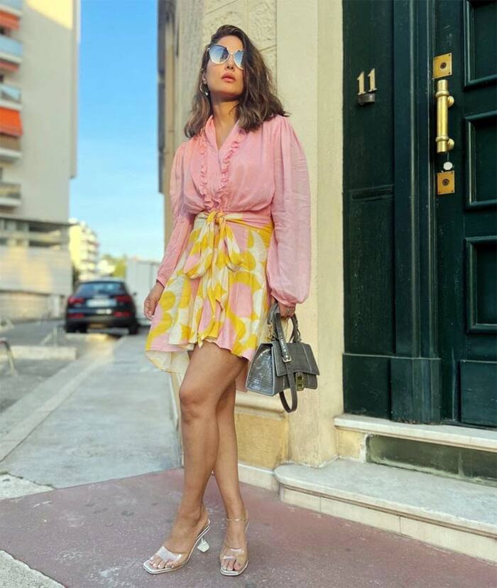 Hina Khan Looks Summer Ready in Pastel Pink Short Dress, Embraces ...