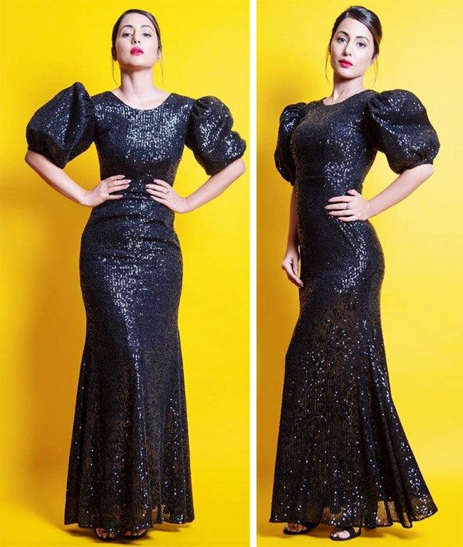 Hina Khan Stuns Fans in Black Shimmery Dress as She Attends Stardust Awards