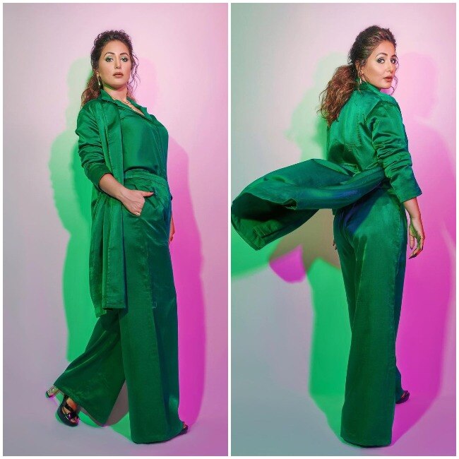 Hina Khan looks all sharp in her easy breezy green outfit