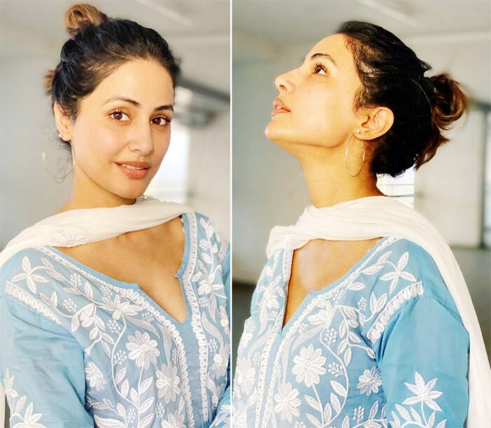 Hina Khan wearing simple suits