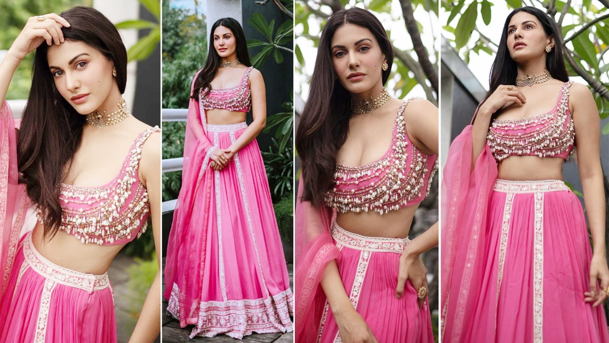 Amyra Dastur is Slaying the Internet with Her Pink Lehenga on Bagheera’s Trailer Launch | See ...