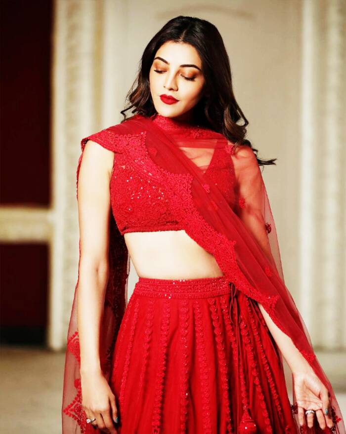 Kajal Aggarwal is Drop Red Gorgeous in a Sindoori Red Lehenga, See Her ...
