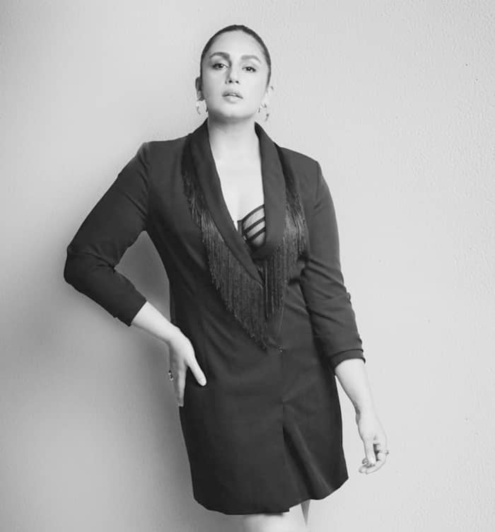 Huma Qureshi Makes a Bold Statement in Black Blazer Dress With Matching Hot Lace Bralette- PICS