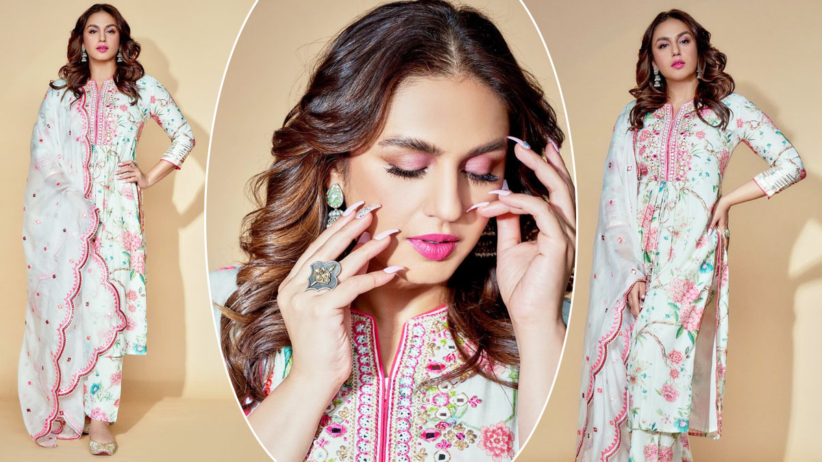 Huma Qureshi Looks Like Fresh Garden in Blue Floral Printed Ethic Outfit | PHOTOS