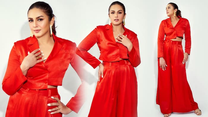 Huma Qureshi Looks Like a Red HOT Chili Pepper in Sexy Satin Co-Ord Set ...