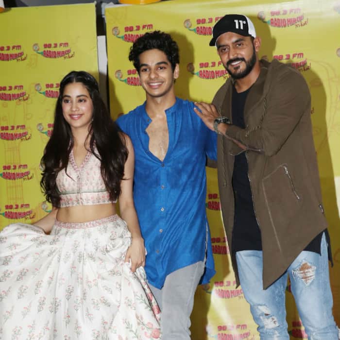 Janhvi Kapoor, Ishaan Khatter and Shashank Khaitan pose for the cameras as the release new track ...
