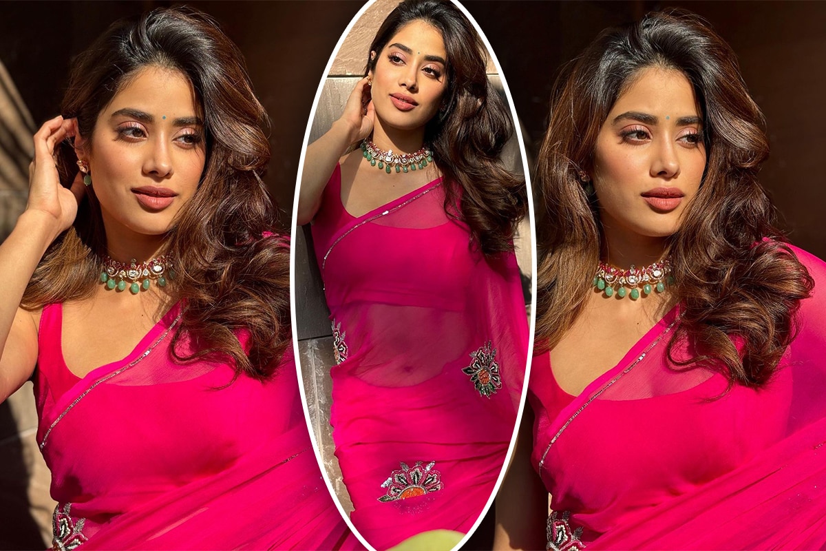 Janhvi Kapoor's Latest Photos in Rani Pink Saree, Bindi, And Jhumkas ...