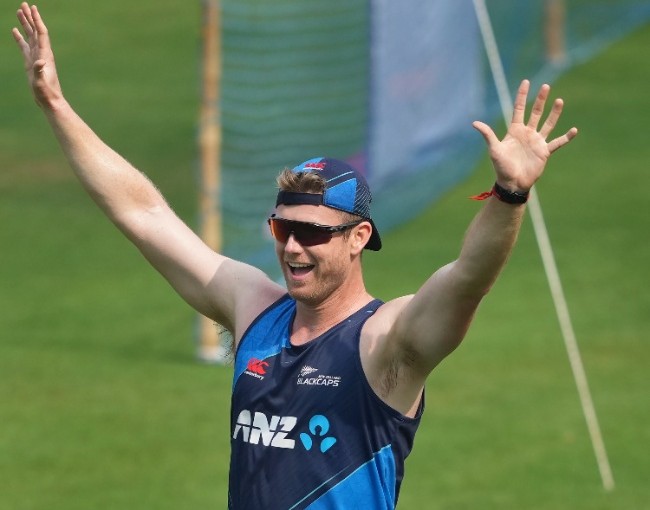 Jimmy Neesham was all smiles during New Zealand's training session in ...