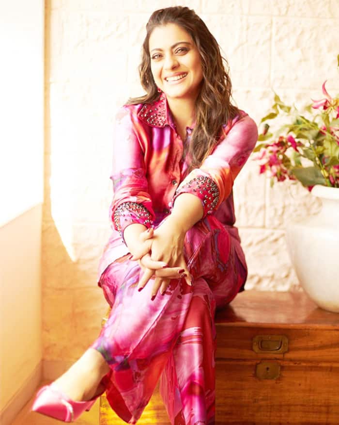 Kajol Makes Midweek Colourful With Pink And Red Coloured Satin Co-Ord ...
