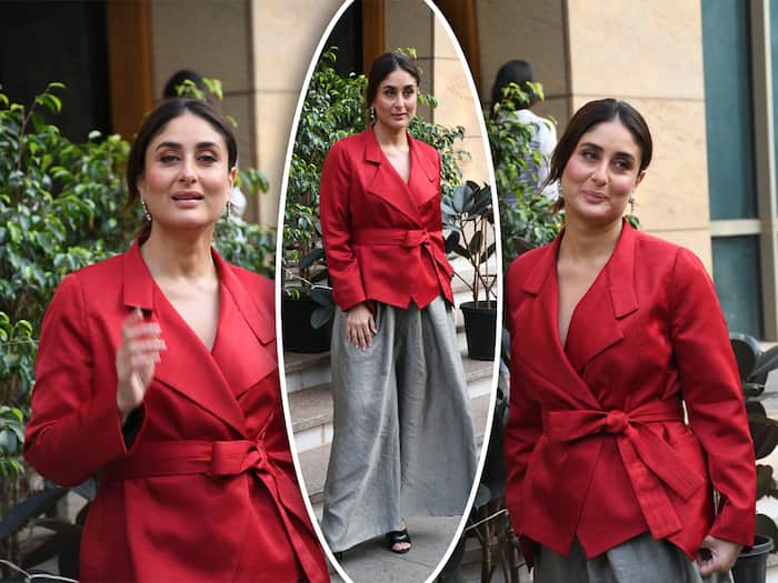 Kareena kapoor Paints The Town Red In A Red Blazer Teamed With Grey ...