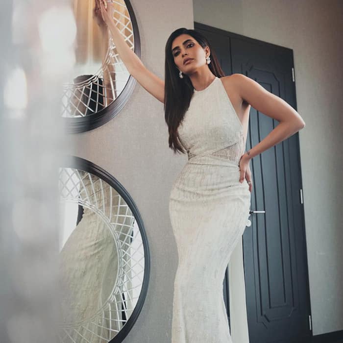 Karishma Tanna Steals Spotlight in Pearly White Backless Beaded Gown -See Viral Photos