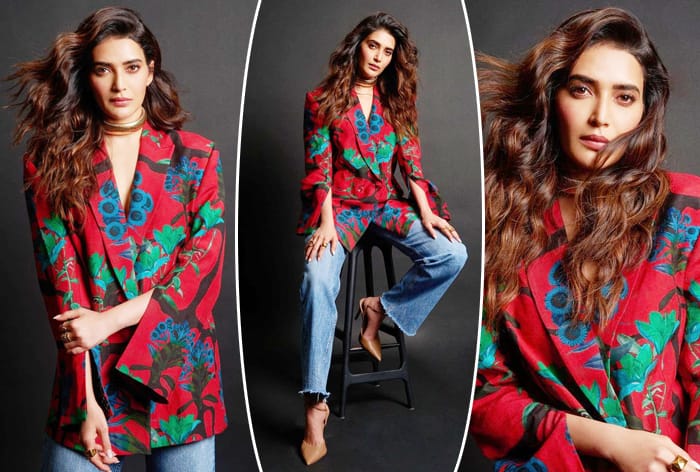 Karishma Tanna is Boldness Personified in Printed Blazer in Golden ...