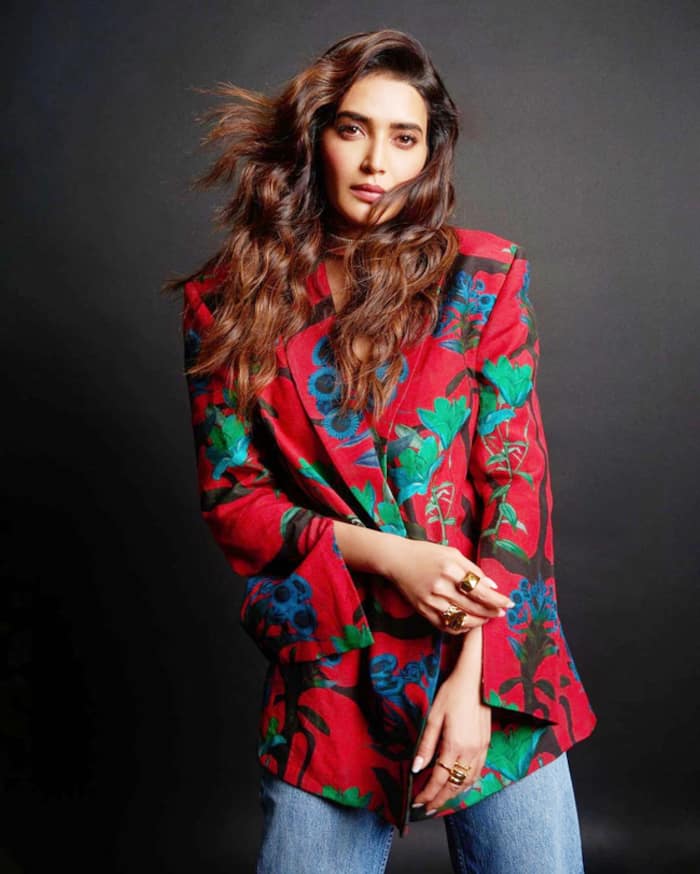 Karishma Tanna is Boldness Personified in Printed Blazer in Golden ...
