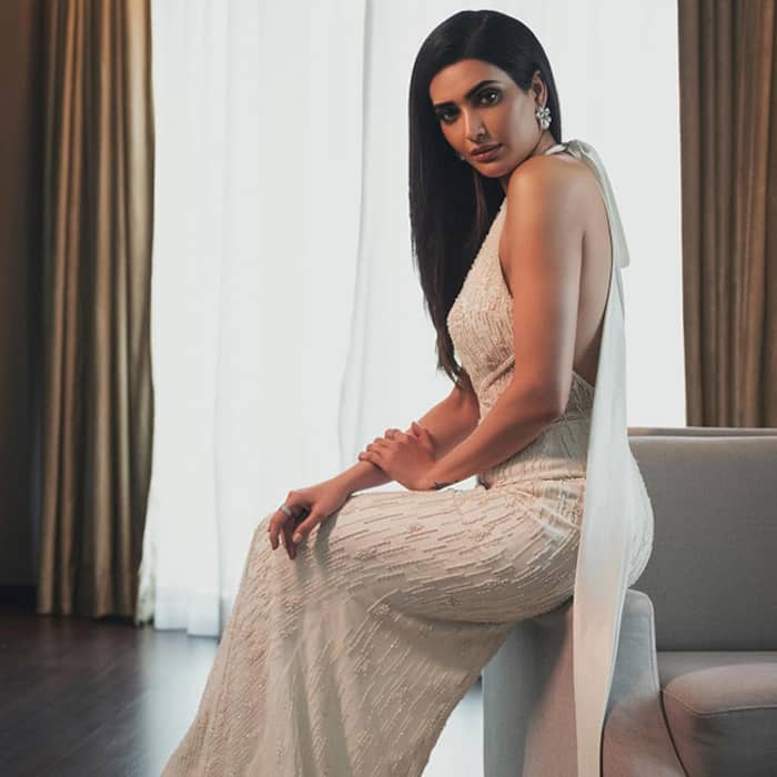 Karishma Tanna Steals Spotlight in Pearly White Backless Beaded Gown -See Viral Photos