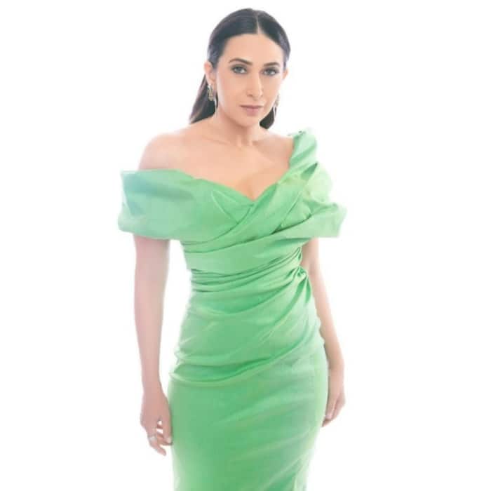 Karisma Kapoor Brings Freshness in Green Off-Shoulder Dress With Side ...