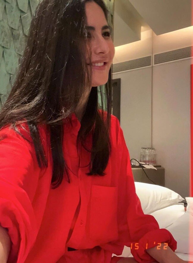 Katrina Kaif Looks Super Stunning In Red Shirt