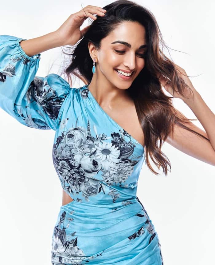 Kiara Advani Sizzles in Hot Blue Floral One Shoulder Dress - See Sexy ...
