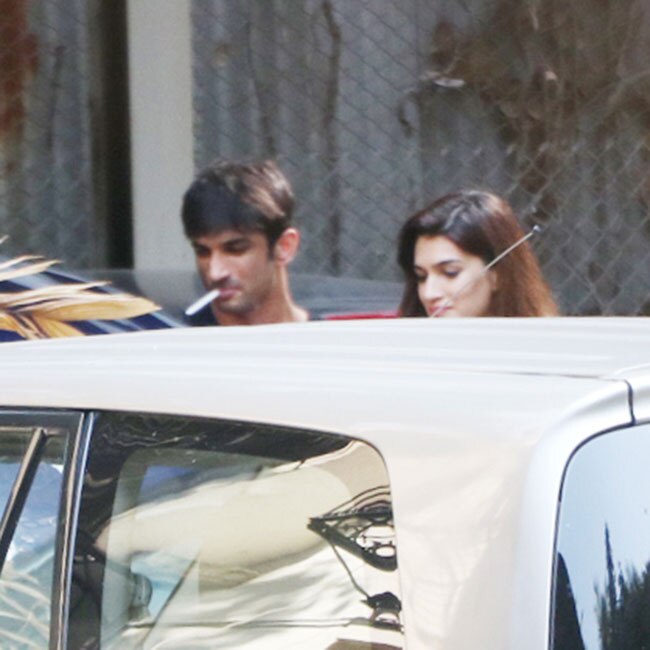 Sushant Singh Rajput with Kriti Sanon while riding new car