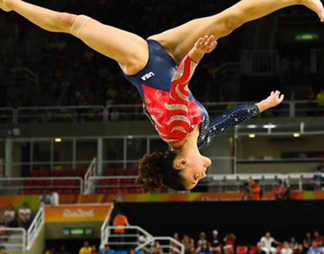 Laurie Hernandez performs during Rio Olympics 2016