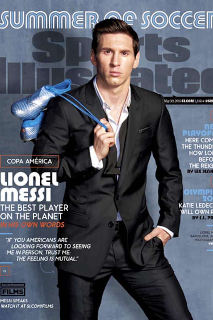 Lionel Messi poses in black formals for Sports Illustrated magazine ...